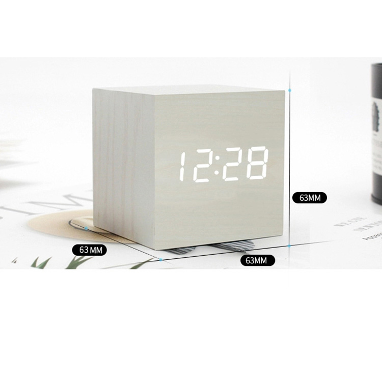 V-C070 Wooden desk table alarm clock Fonts 3D Digital wood Temperature ...